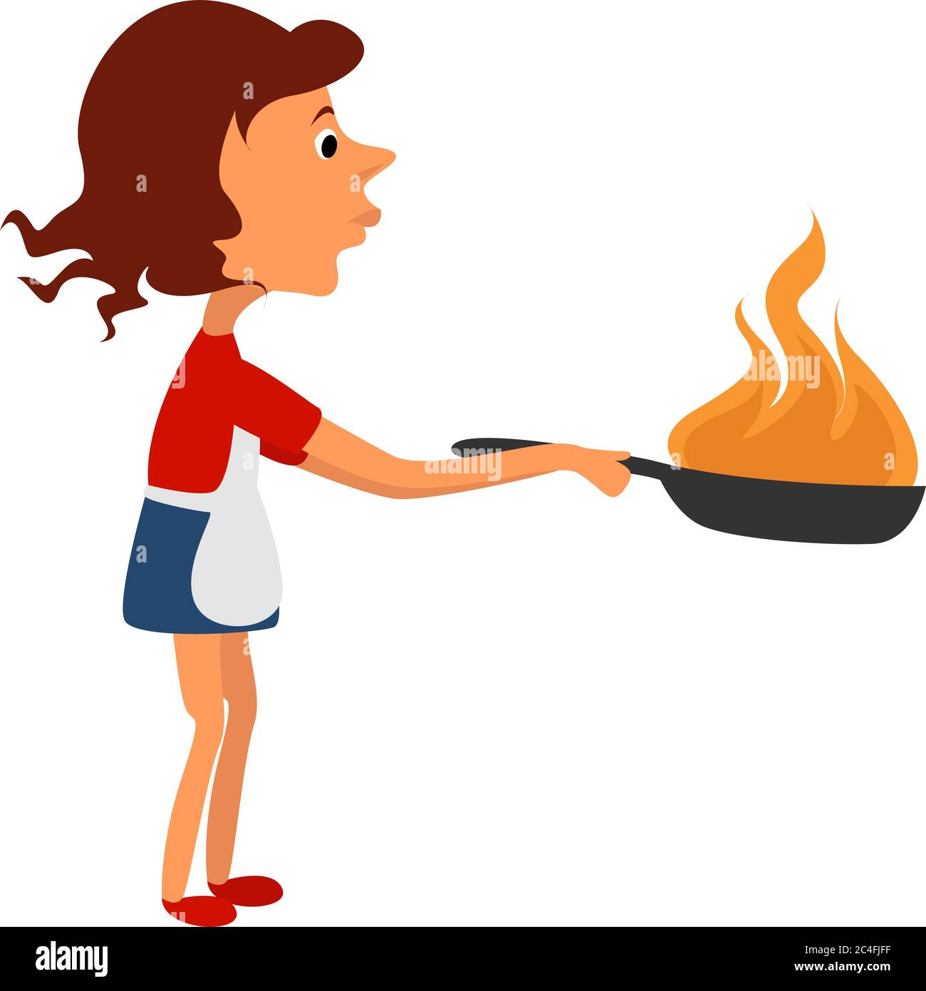 Burning pan, illustration, vector on white background Stock Vector ...