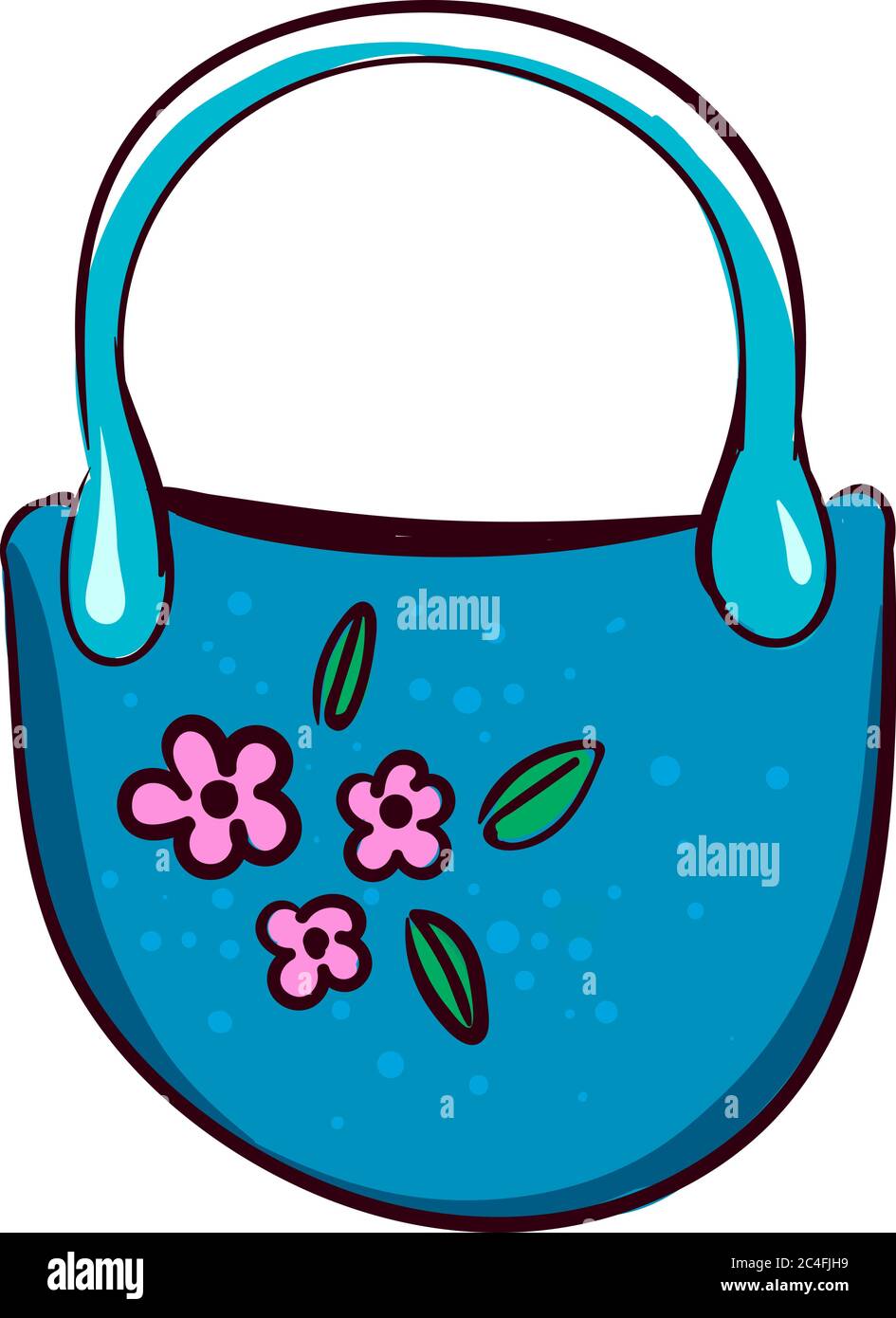 Blue floral bag, illustration, vector on white background Stock Vector ...