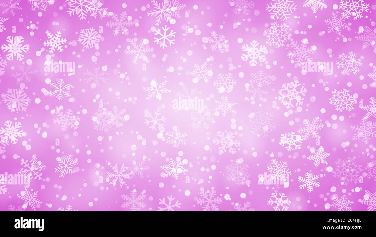Christmas background of snowflakes of different shapes, sizes and ...