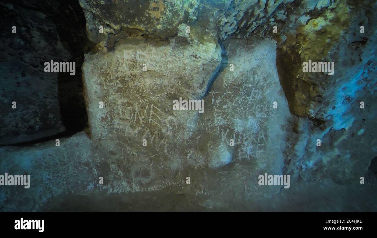 The inscriptions in the cave. Ancient Christian caves in Cappadocia ...
