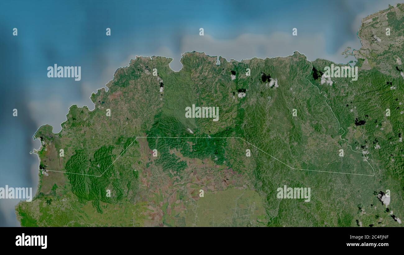 Hanover, parish of Jamaica. Satellite imagery. Shape outlined against ...