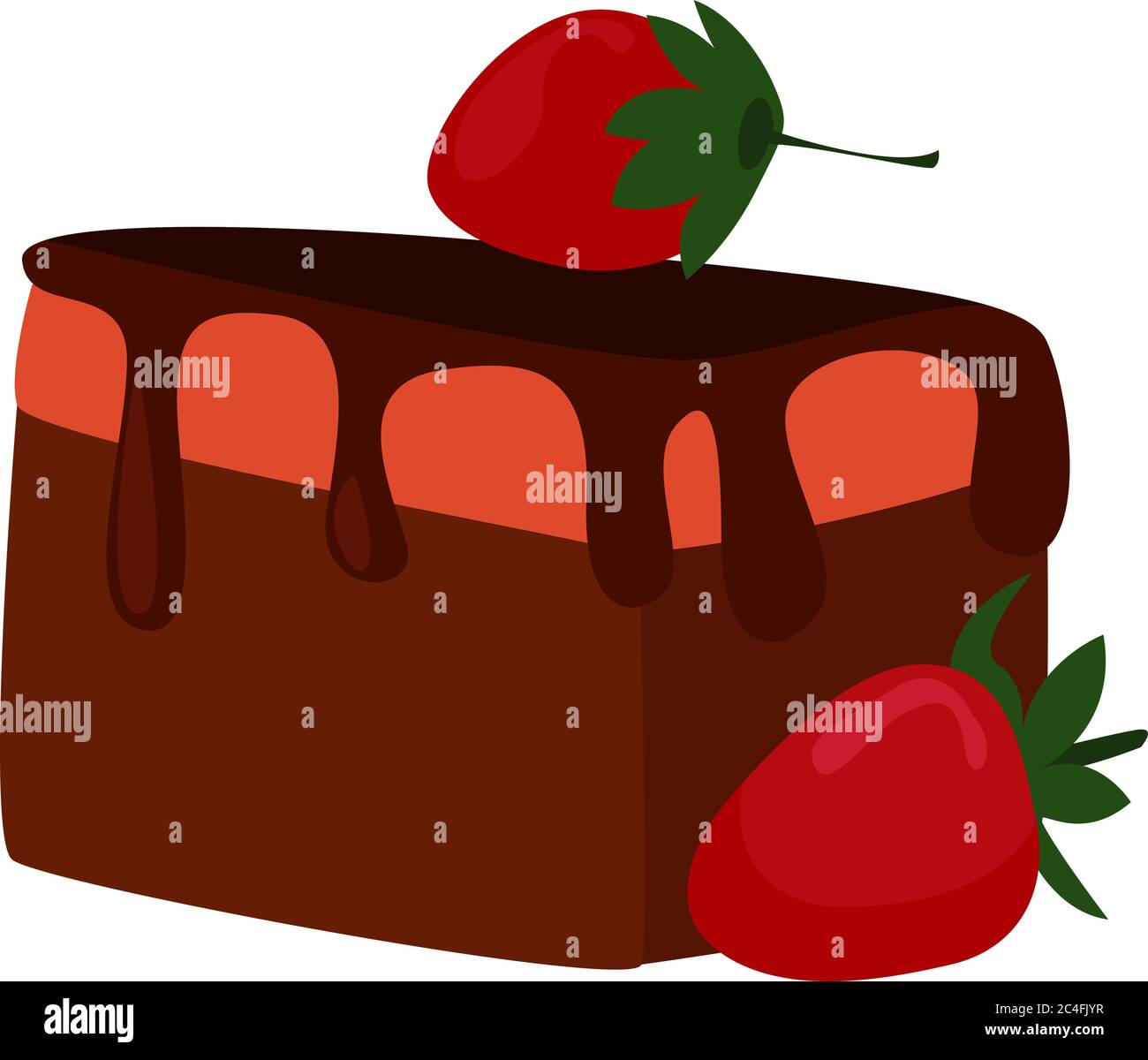 Chocolate brownie, illustration, vector on white background Stock ...