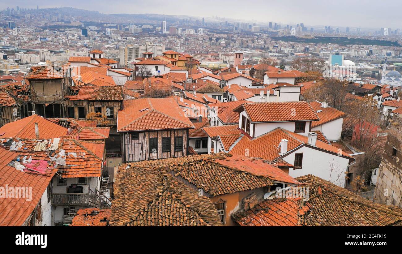 View of the Turkish capital Ankara from the castle on top Stock Photo ...