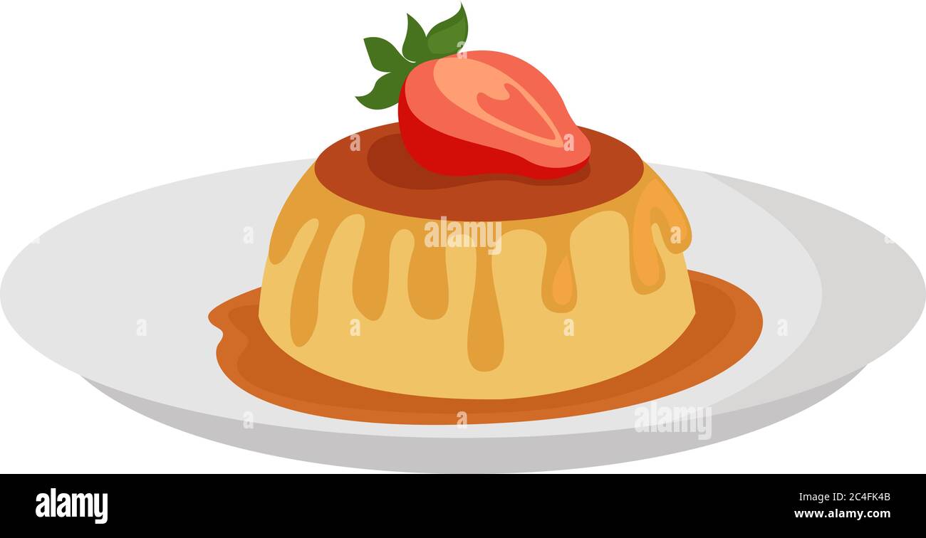 Creme caramel, illustration, vector on white background Stock Vector ...