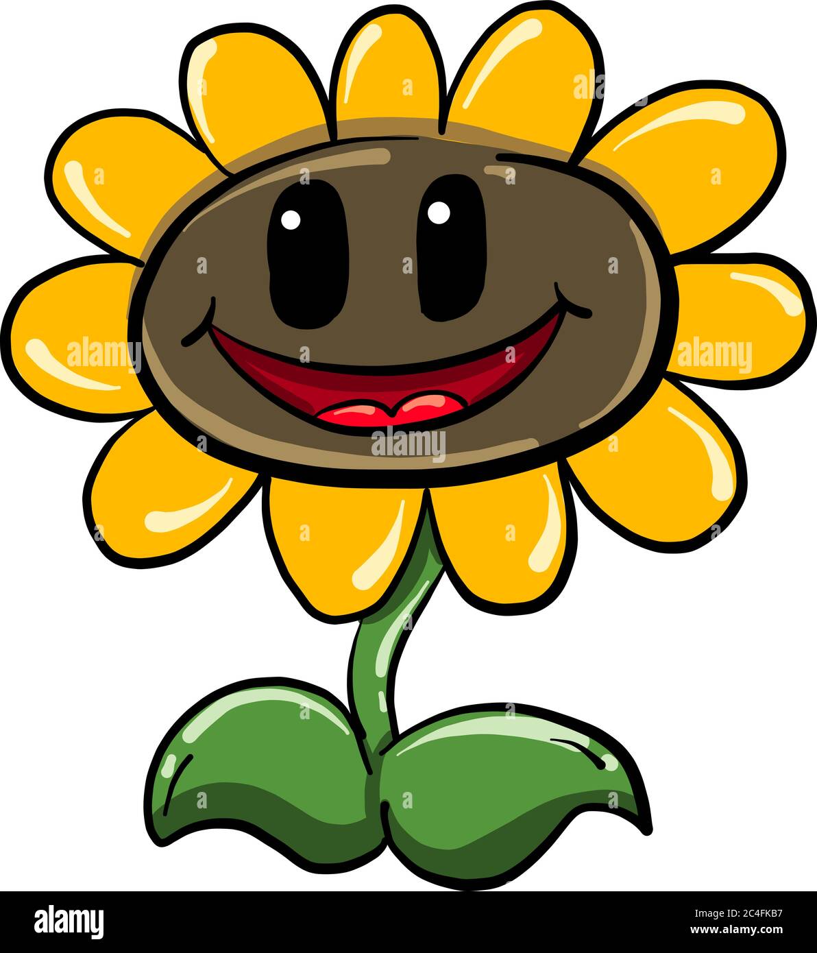 Happy sunflower, illustration, vector on white background Stock Vector ...