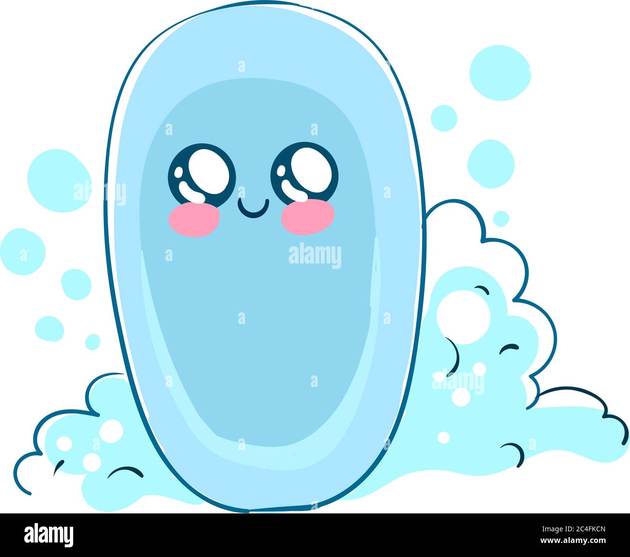 Cute blue soap, illustration, vector on white background Stock Vector ...