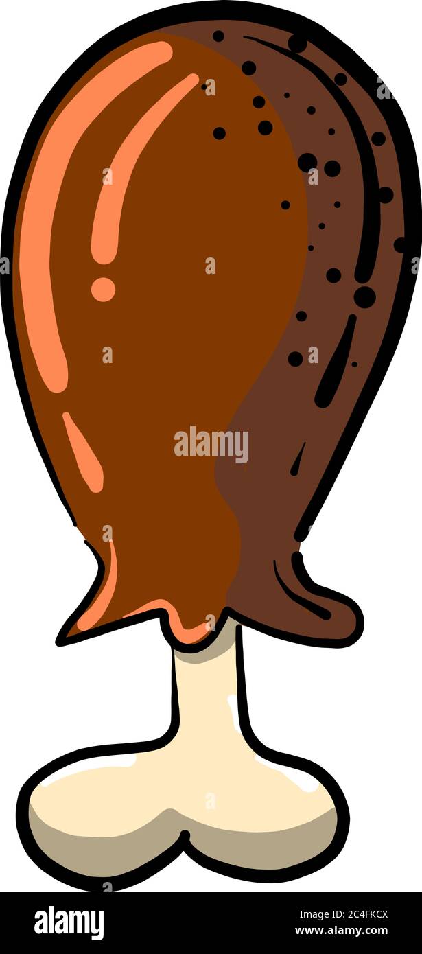 Chicken leg, illustration, vector on white background Stock Vector ...
