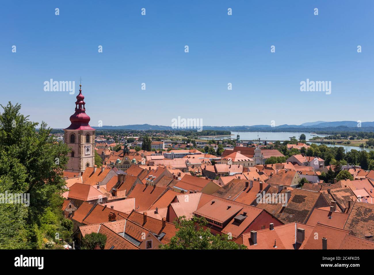 View of Ptuj and Drava river from Ptuj Castle, Slovenia Stock Photo - Alamy