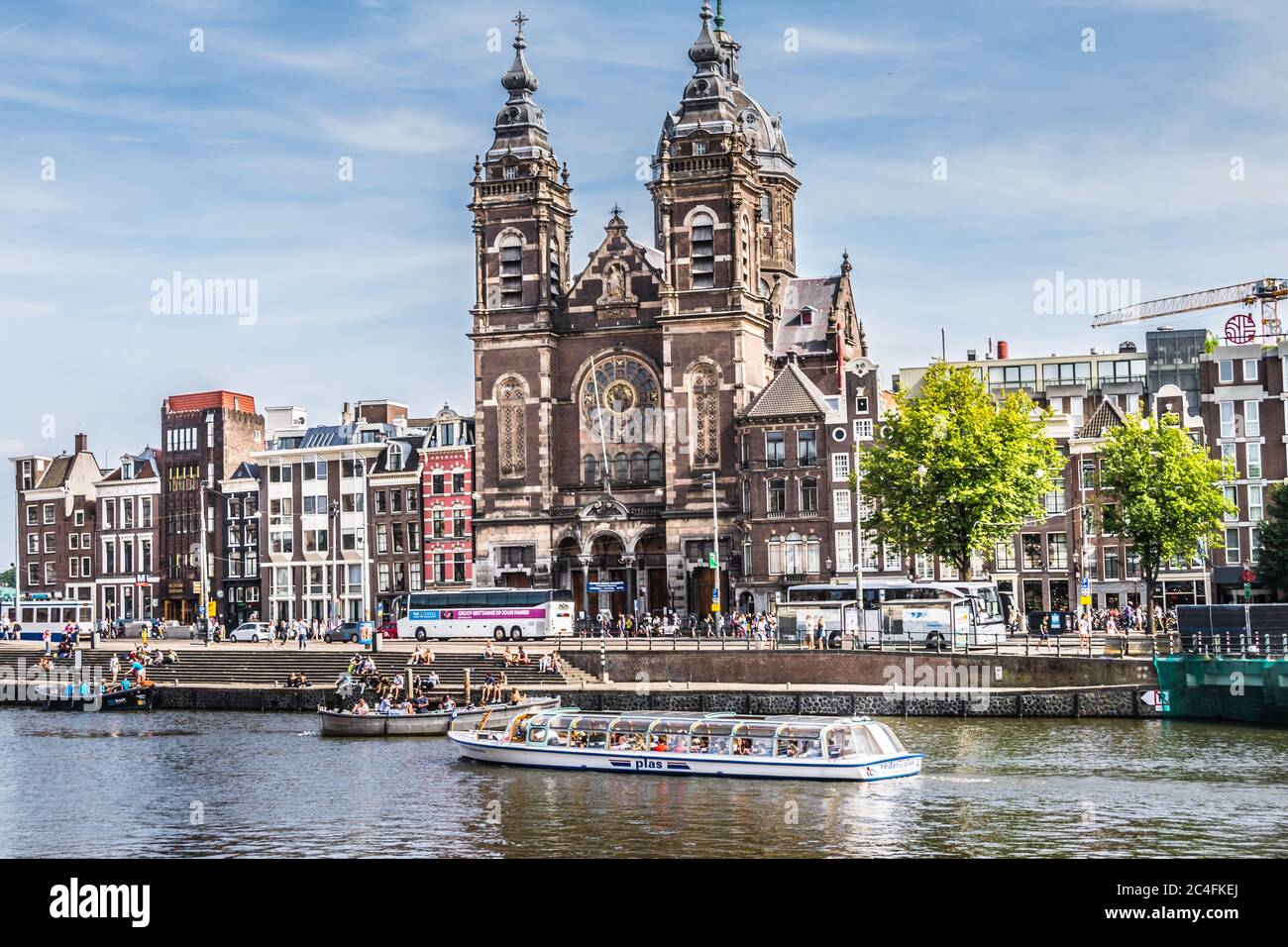 Amsterdam, Netherlands - July 19, 2018: Old canal border houses in ...