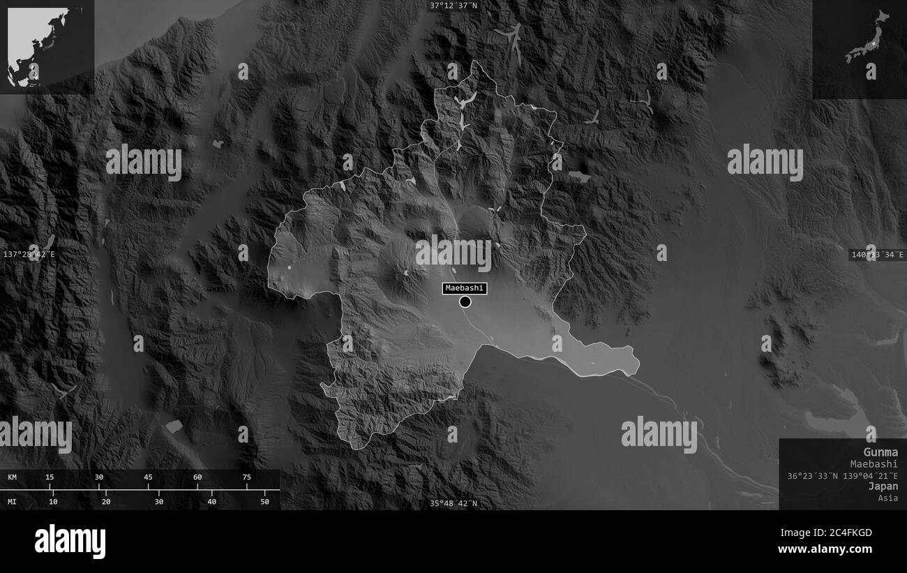 Map of gunma Black and White Stock Photos & Images - Alamy