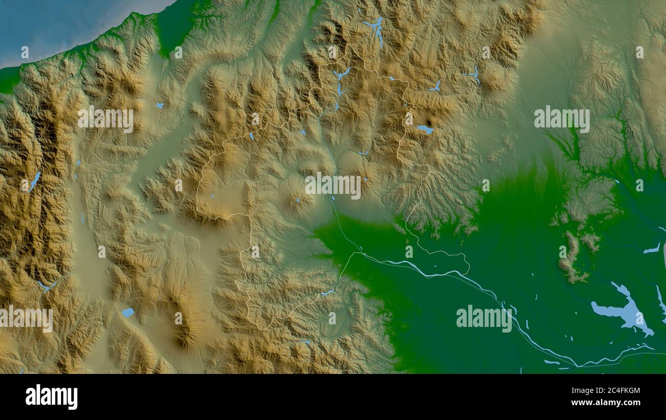 Gunma, prefecture of Japan. Colored shader data with lakes and rivers ...