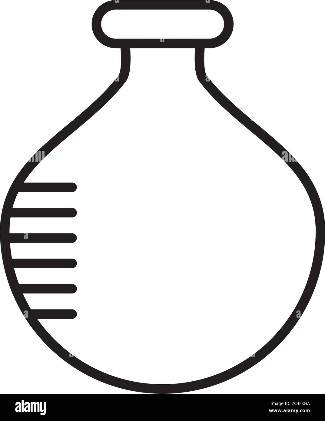 chemical round flask icon over white background, line style, vector ...