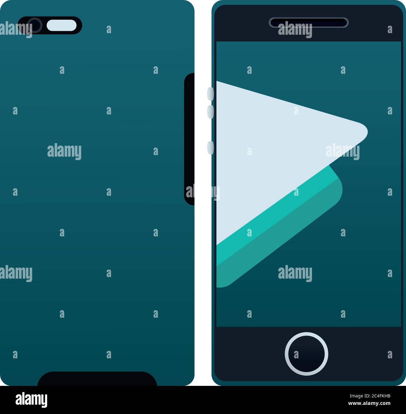 smartphone with blue and green stationery template vector illustration ...