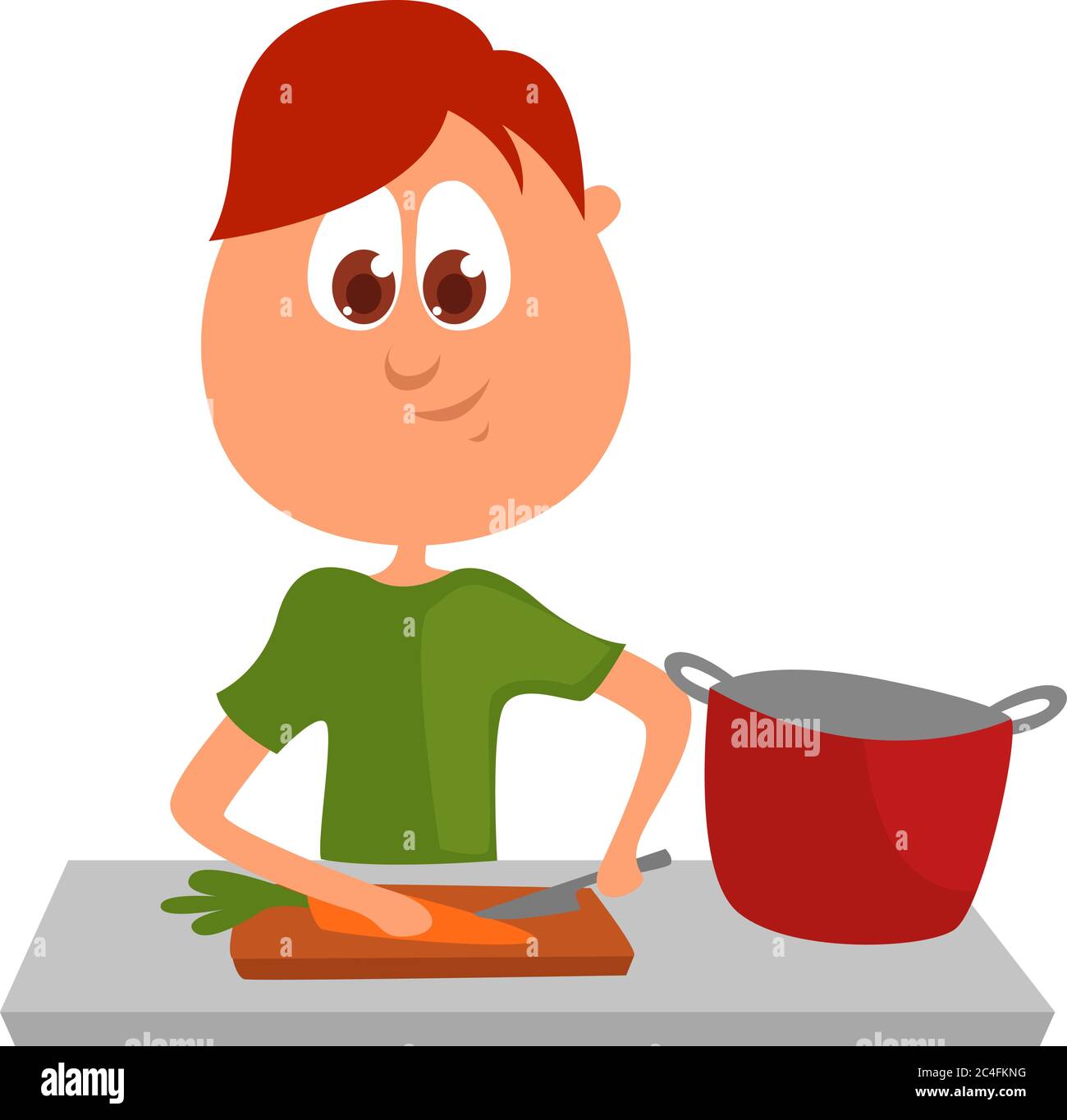 Man cooking soup, illustration, vector on white background Stock Vector ...