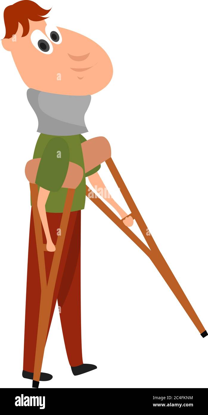 Crutches, illustration, vector on white background Stock Vector Image ...