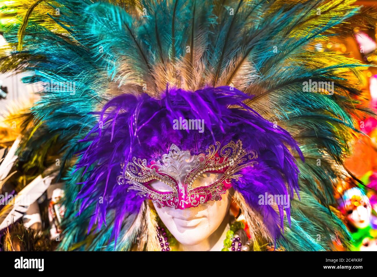 Colorful Red Mask Purple Feathers New Orleans Louisiana. Masks worn at ...