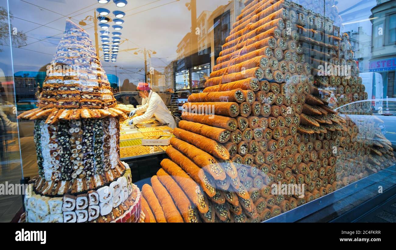 Istanbul, Turkey - January 8, 2020: Sweets in the famous Istanbul ...