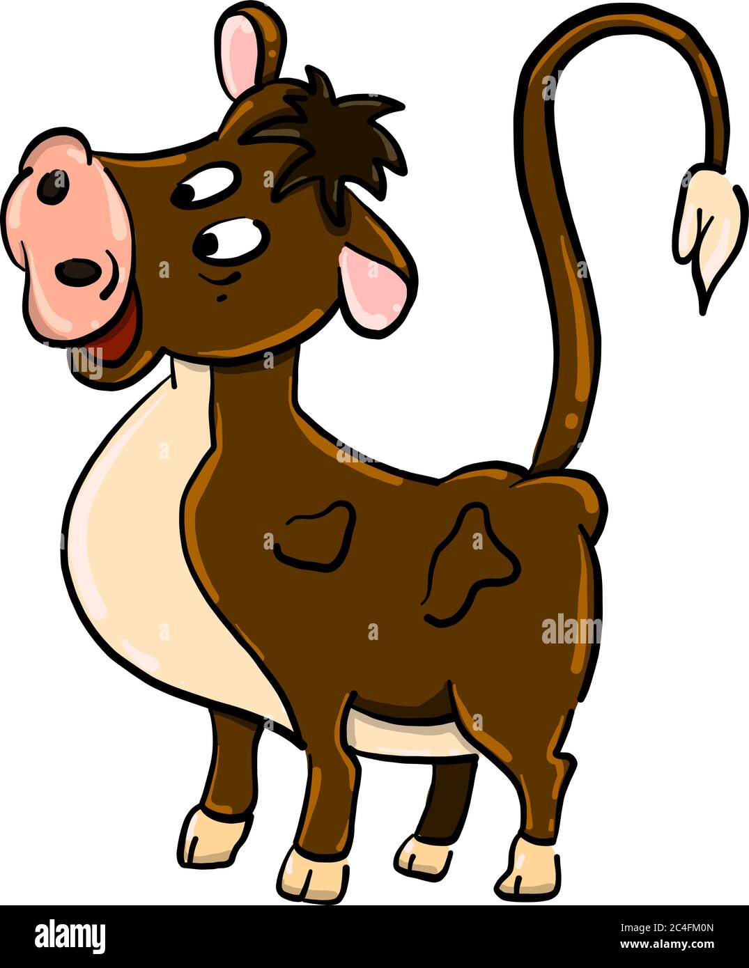Brown cow, illustration, vector on white background Stock Vector Image ...