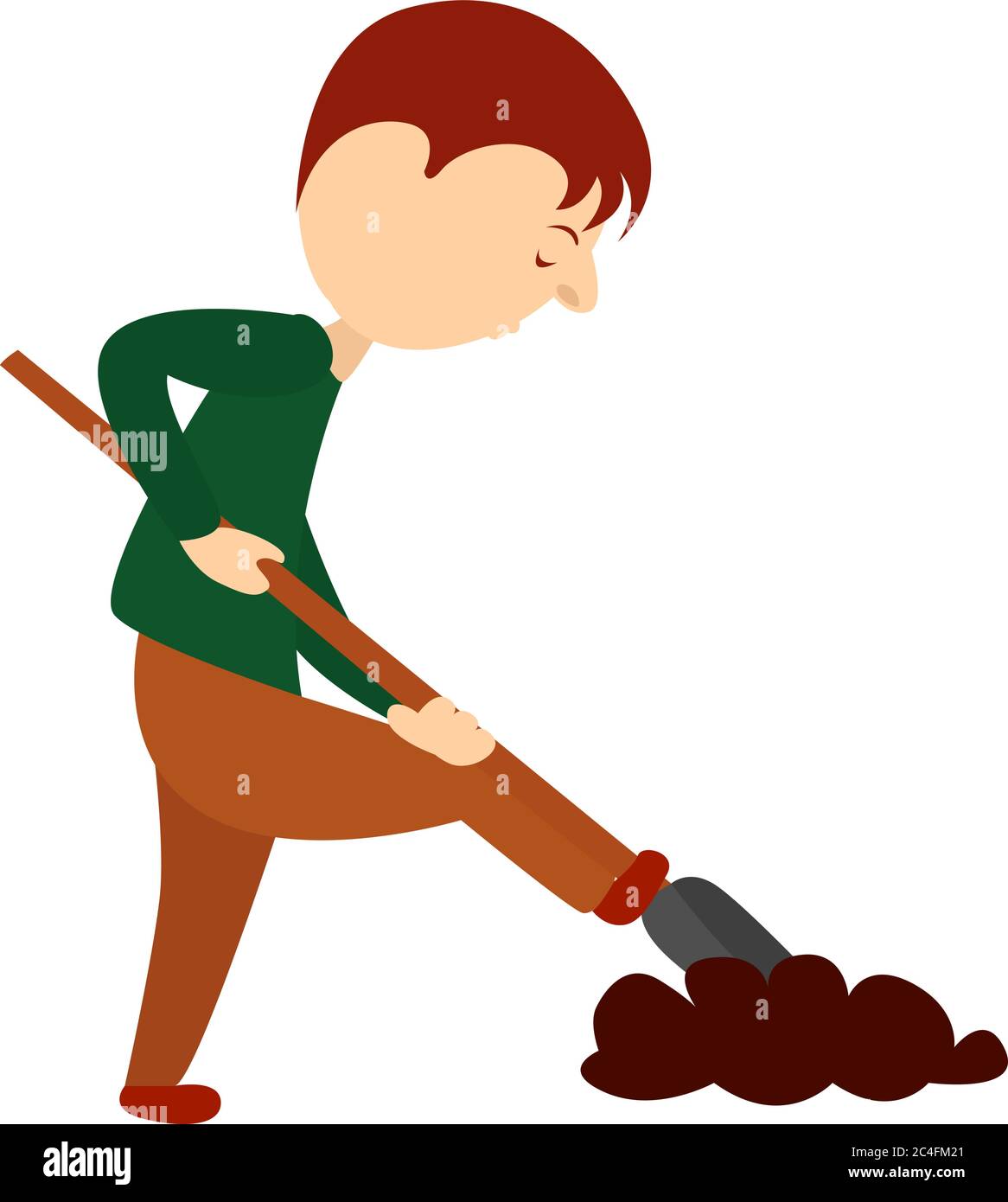 Man dig the ground, illustration, vector on white background Stock ...