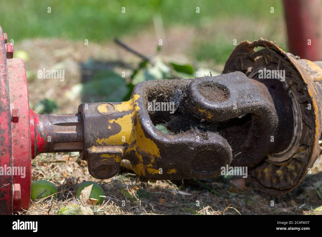 Close up of a PTO shaft with a missing PTO guard on a mower Stock Photo ...