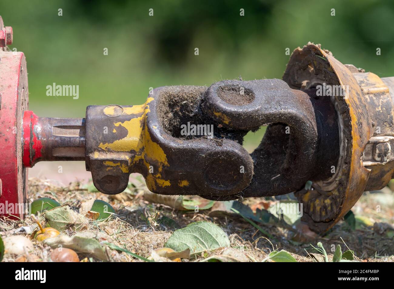 Close up of a PTO shaft with a missing PTO guard on a mower Stock Photo ...