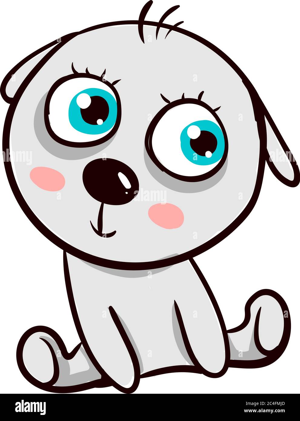 Cute fat dog, illustration, vector on white background Stock Vector ...