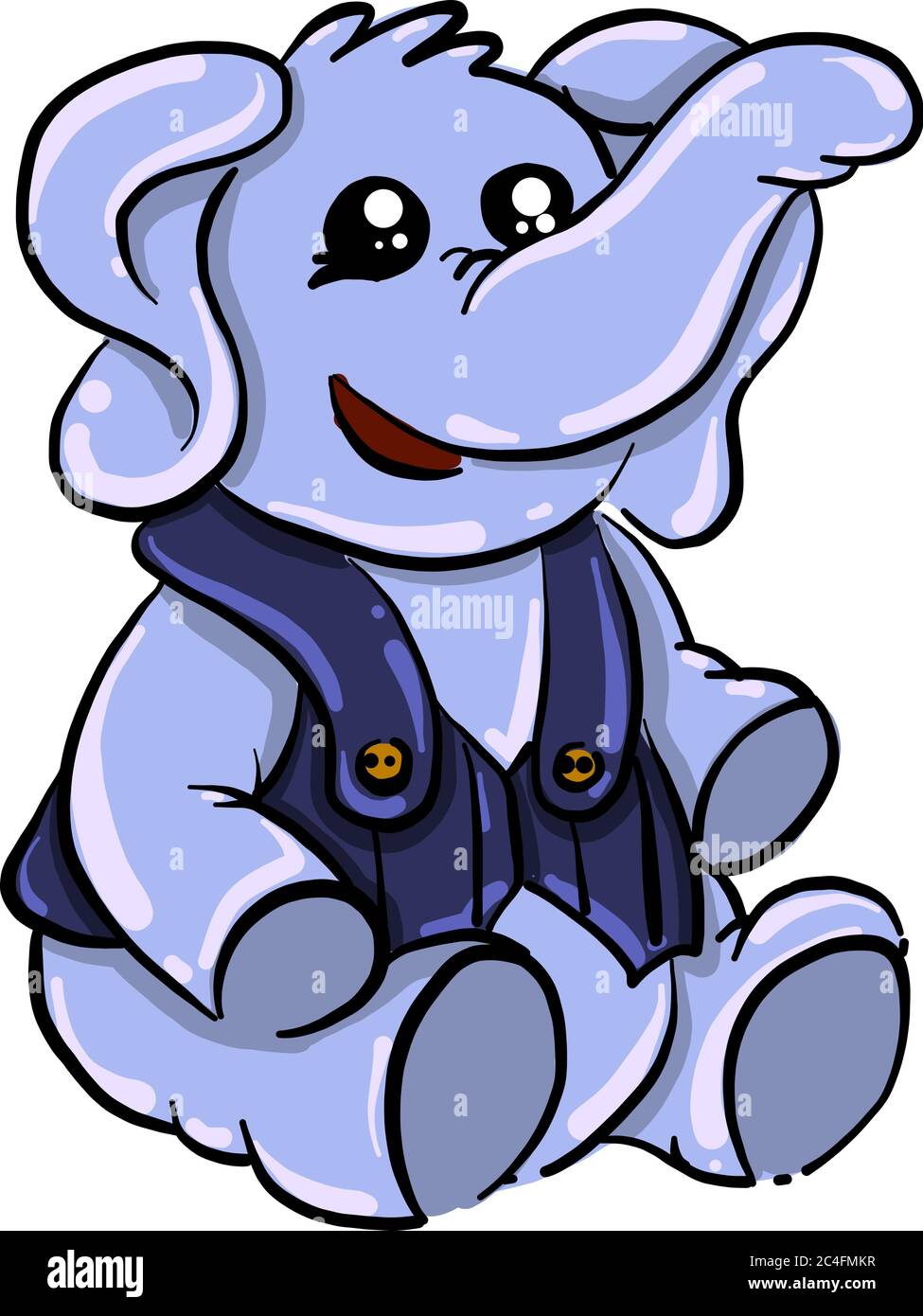 Elephant with clothes, illustration, vector on white background Stock ...