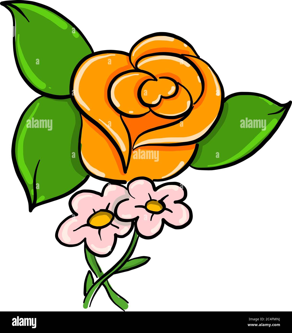 Orange rose decoration Stock Vector Images - Alamy