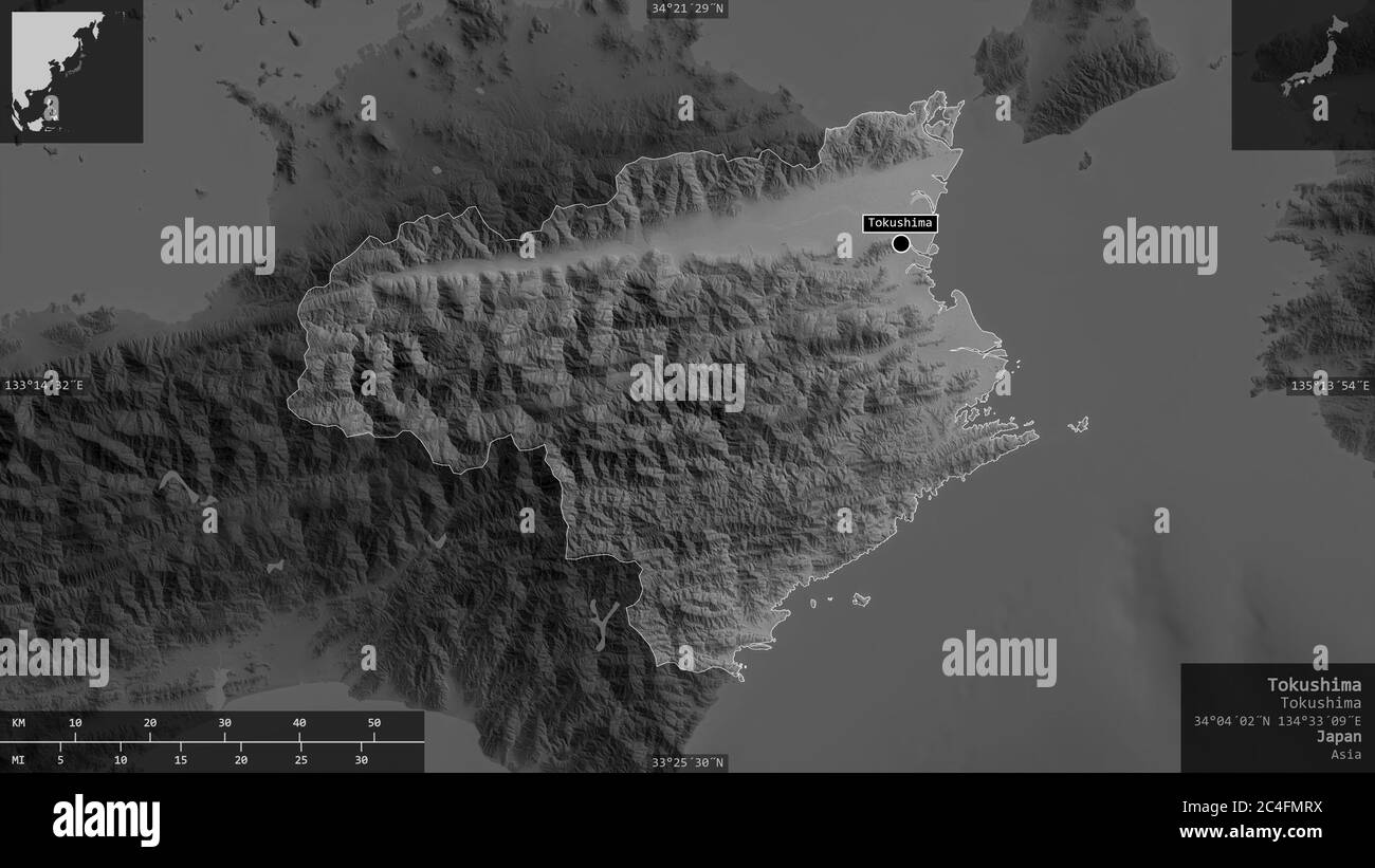 Map of tokushima Black and White Stock Photos & Images - Alamy