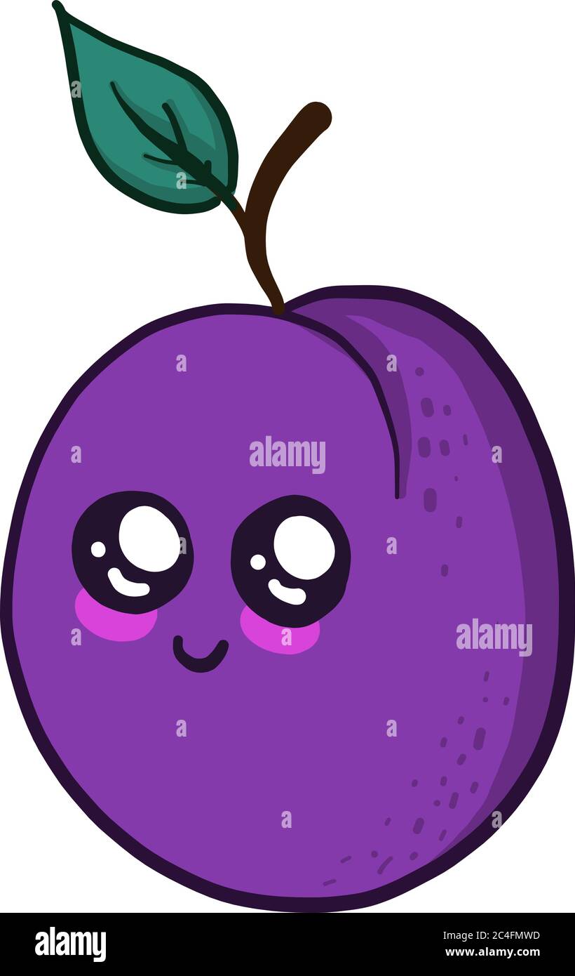 Cute plum, illustration, vector on white background Stock Vector Image ...
