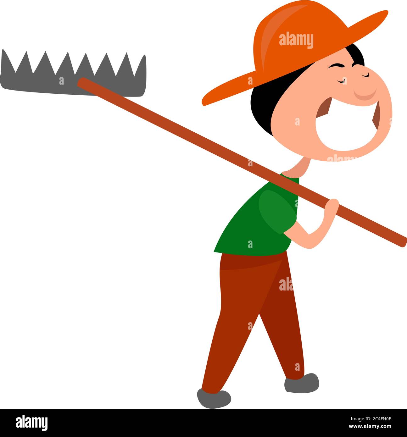 Happy farmer, illustration, vector on white background Stock Vector ...