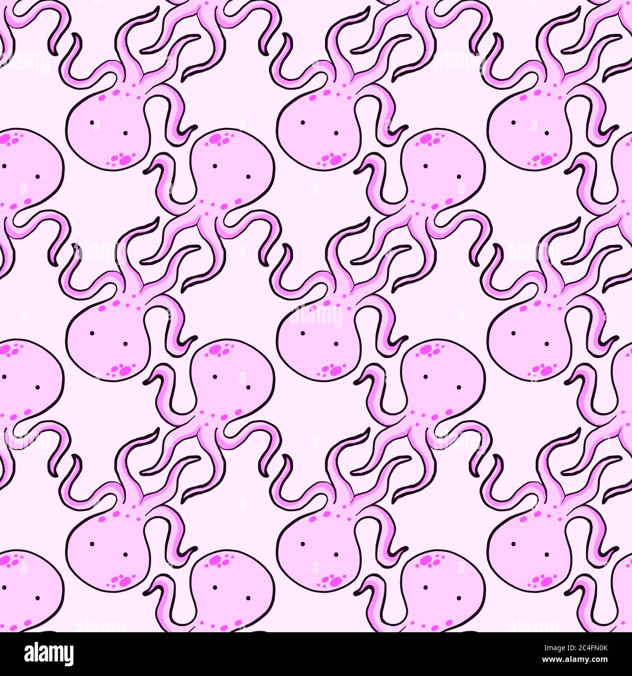 Octopus pattern, seamless pattern on pink background Stock Vector Image ...