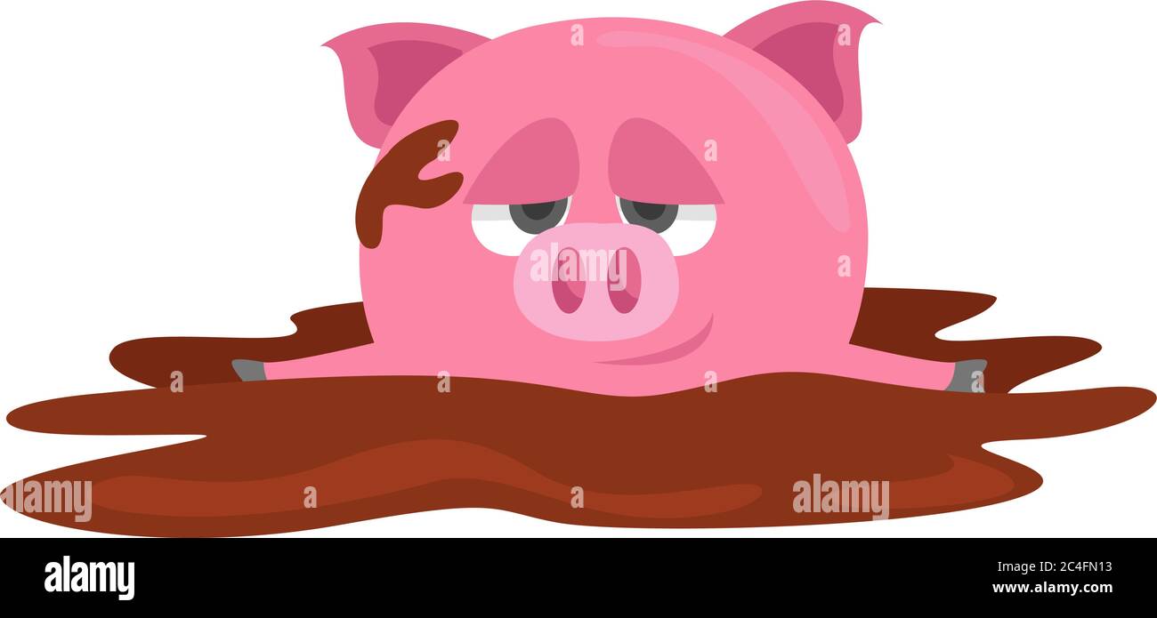 Dirty pig, illustration, vector on white background Stock Vector Image ...