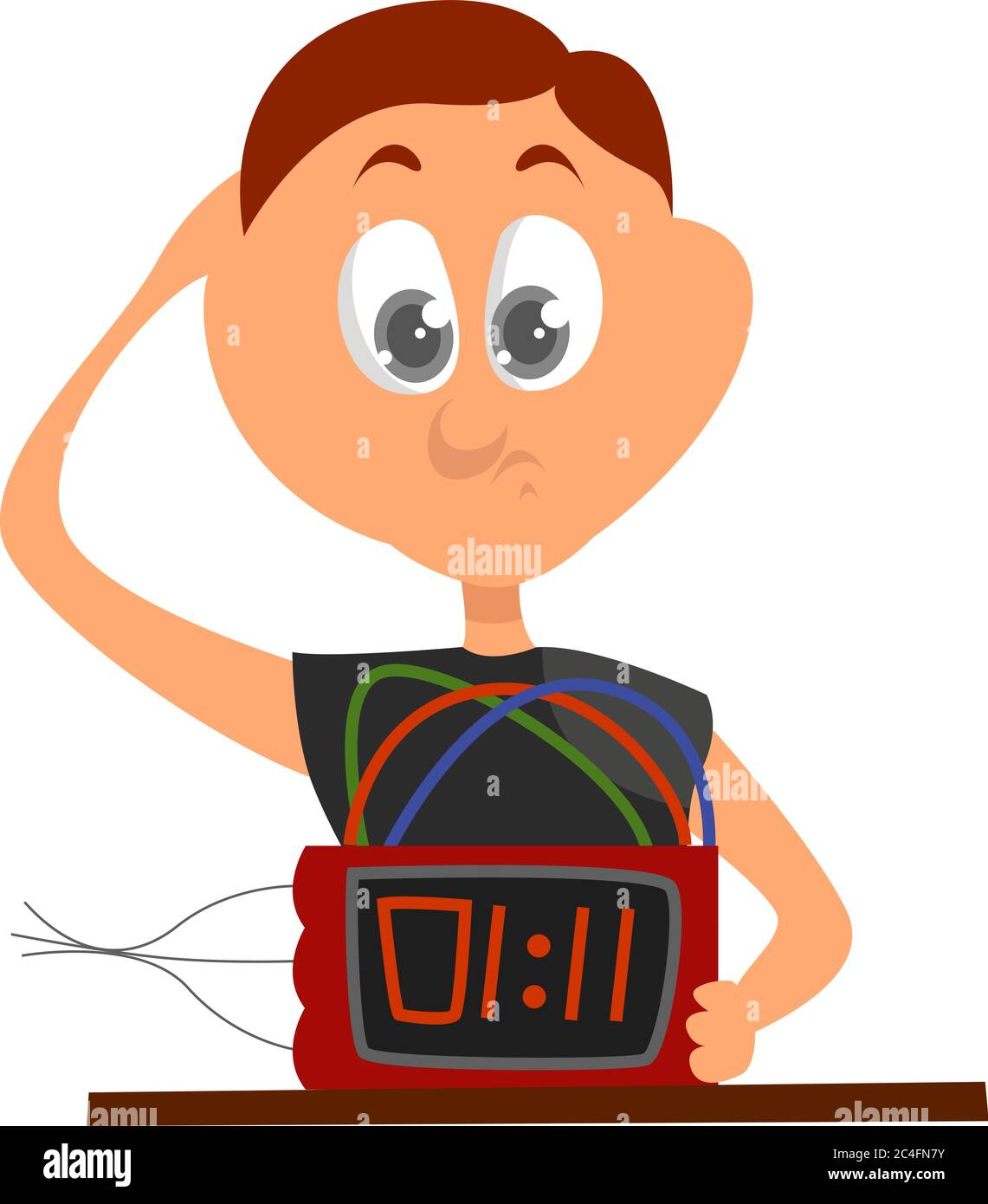 Man defusing a bomb, illustration, vector on white background Stock ...