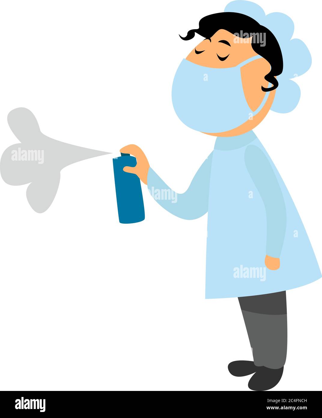 Woman disinfect the room, illustration, vector on white background ...