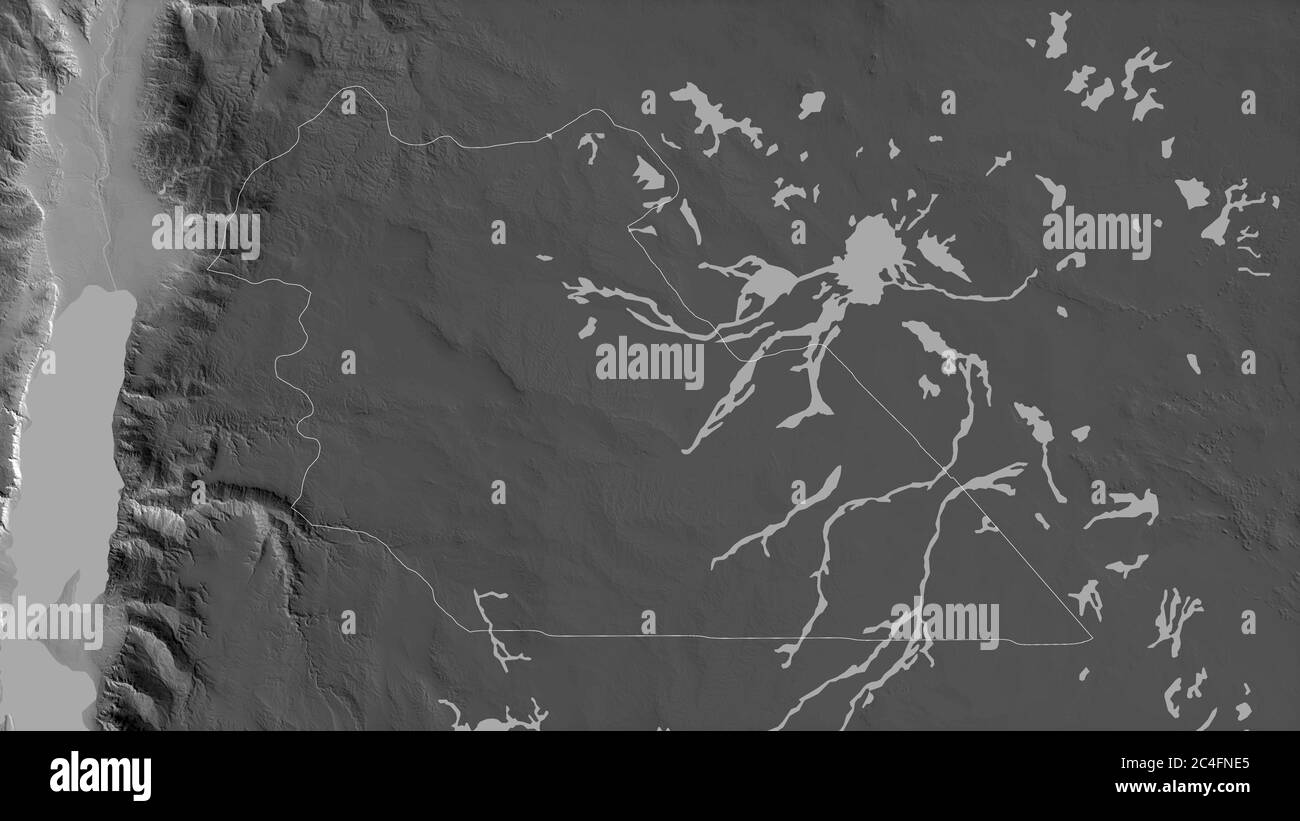 Amman, province of Jordan. Grayscaled map with lakes and rivers. Shape ...