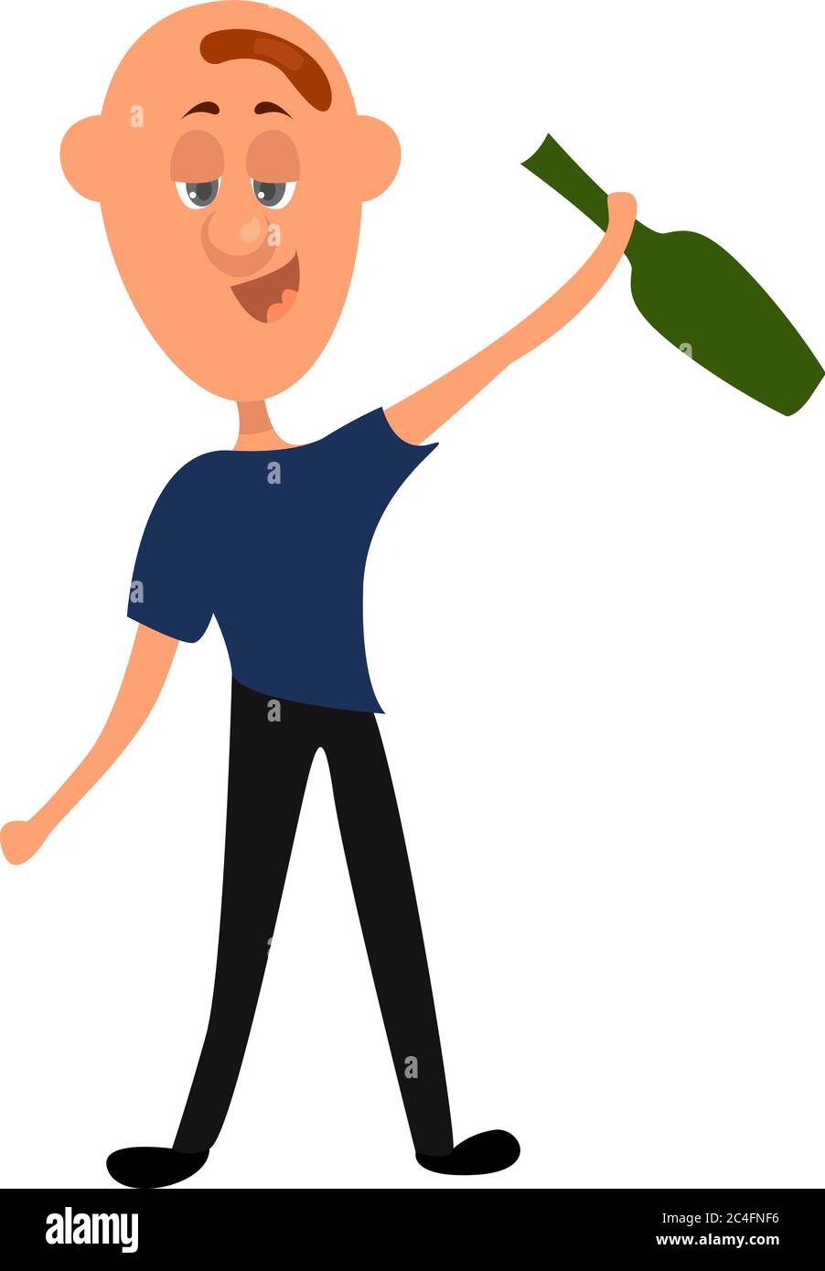 Drunk man, illustration, vector on white background Stock Vector Image ...