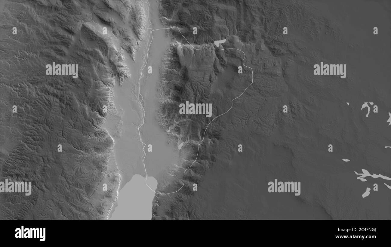 Balqa, province of Jordan. Grayscaled map with lakes and rivers. Shape ...