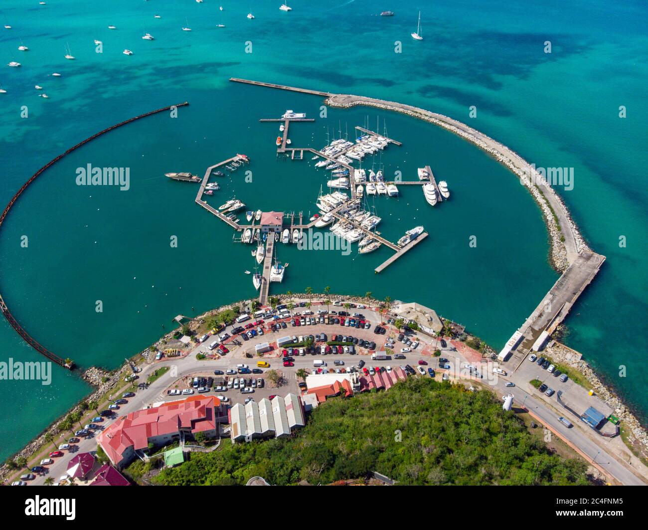 High aerial view of Marigot, The capital of french St.Martin Stock ...