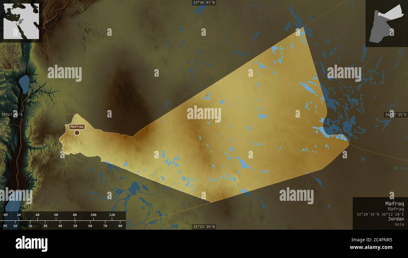 Jordan relief map border hi-res stock photography and images - Alamy