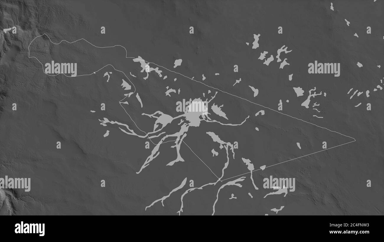 Zarqa, province of Jordan. Grayscaled map with lakes and rivers. Shape ...