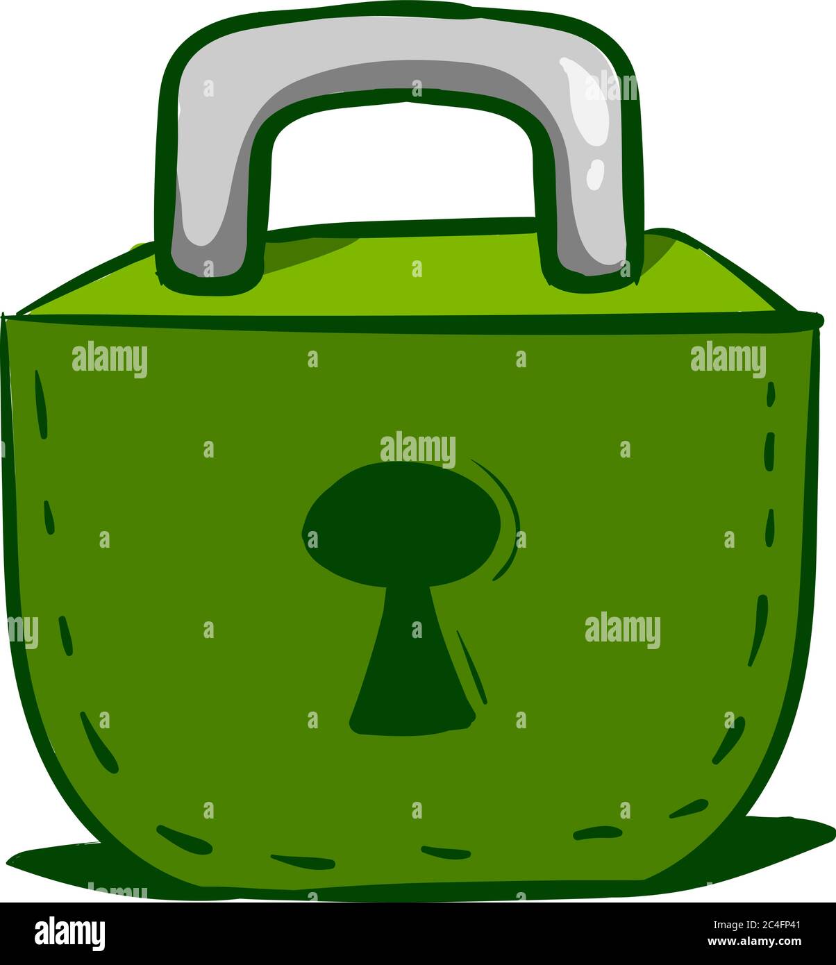 Green lock, illustration, vector on white background Stock Vector Image ...
