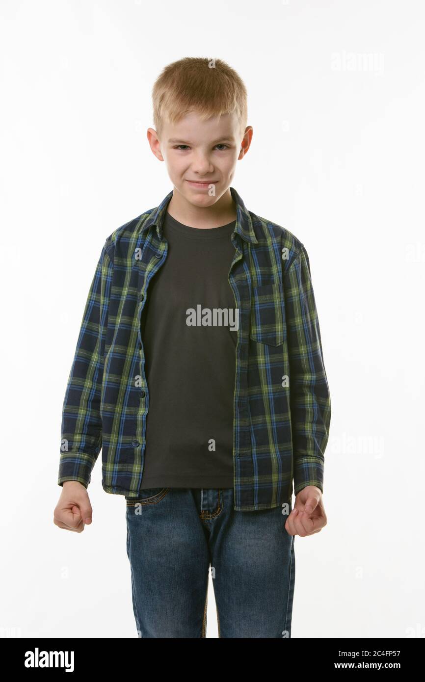 Portrait of an evil boy of ten years Stock Photo - Alamy