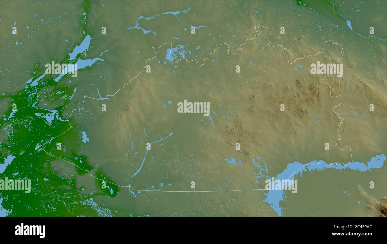 Qaraghandy, region of Kazakhstan. Colored shader data with lakes and ...