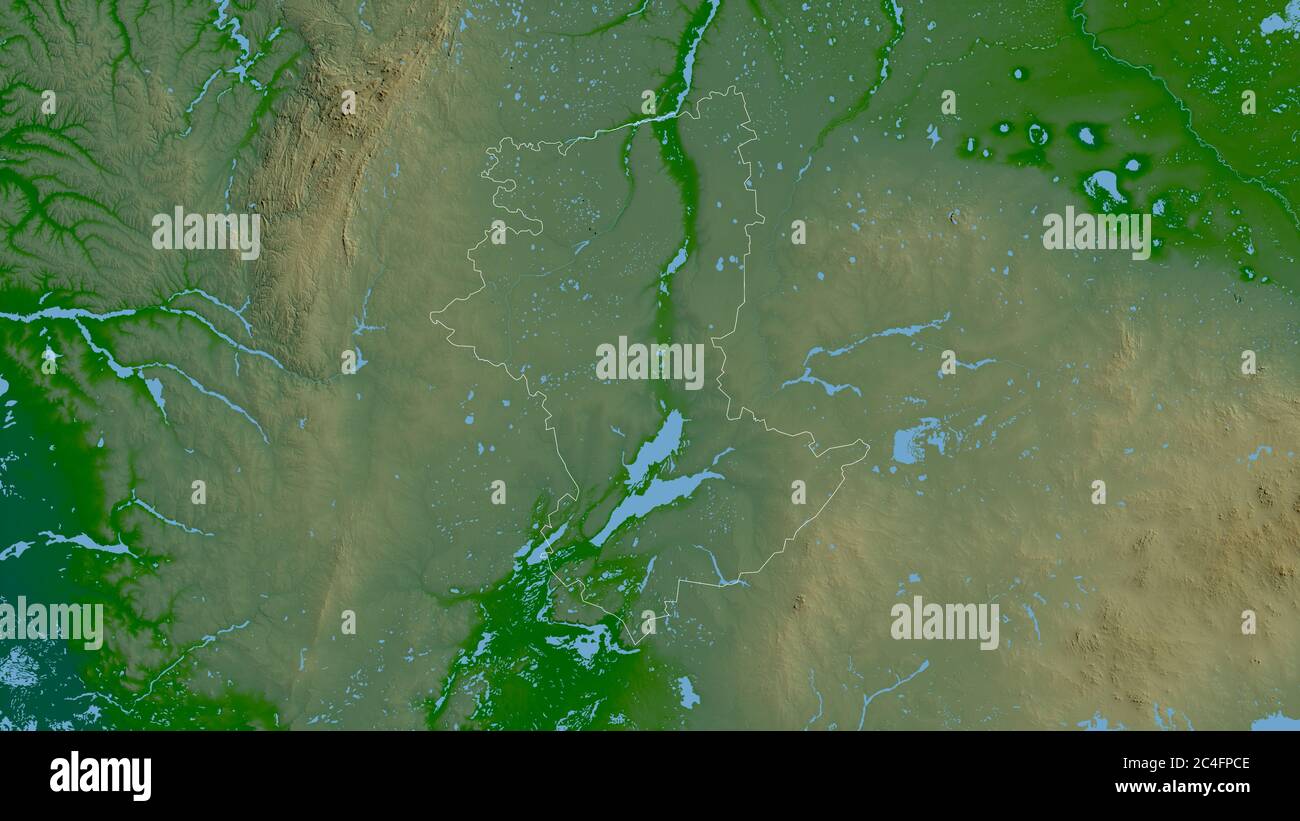 Qostanay, region of Kazakhstan. Colored shader data with lakes and ...