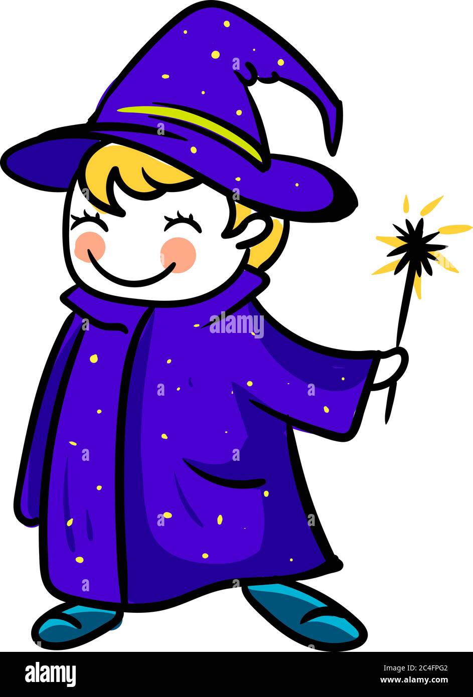 Happy wizard, illustration, vector on white background Stock Vector ...