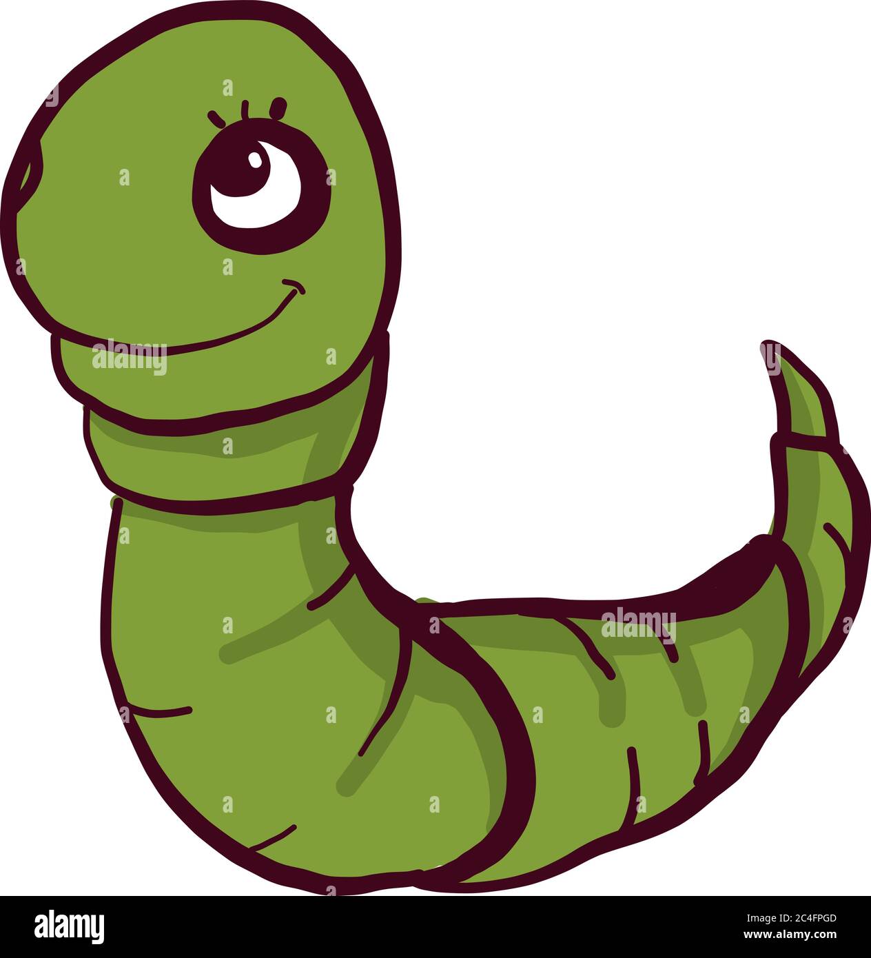Green worm, illustration, vector on white background Stock Vector Image ...