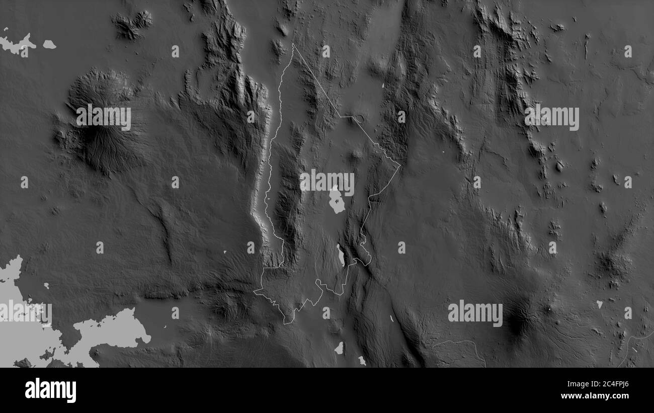 Baringo, county of Kenya. Grayscaled map with lakes and rivers. Shape ...