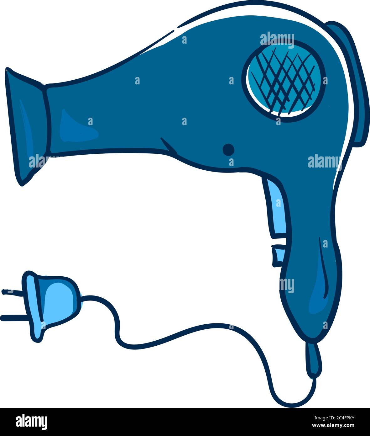 Blue hair dryer, illustration, vector on white background Stock Vector ...