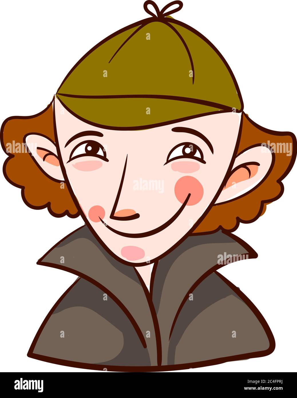 Happy Sherlock Holmes, illustration, vector on white background Stock ...